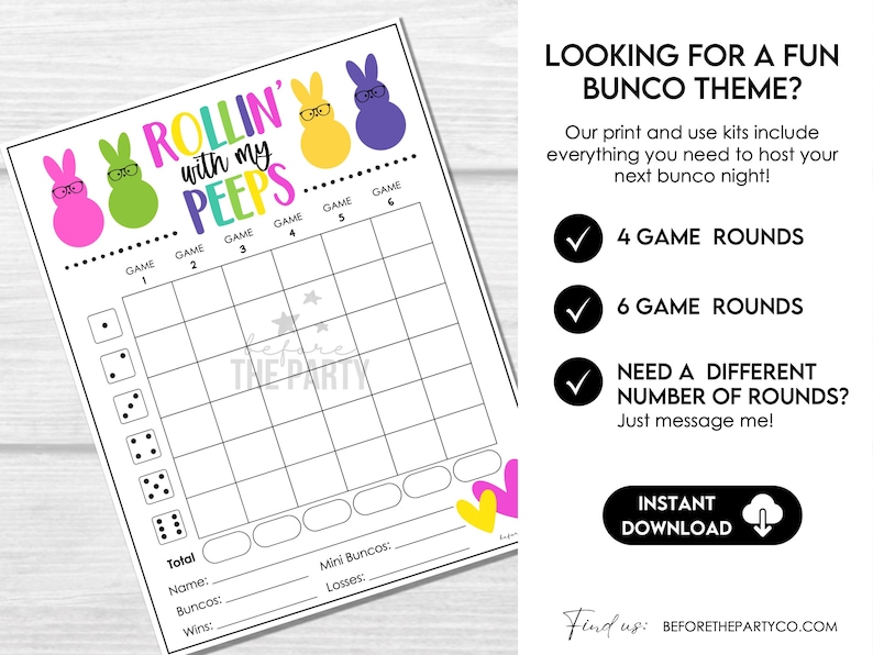 Easter Bunco Party Bundle Printable, Peeps Score Sheets & Editable ...