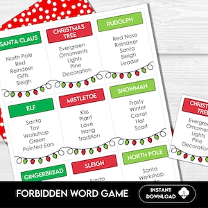 Christmas Forbidden Word Game | Holiday Guess the Word Game | Printable ...
