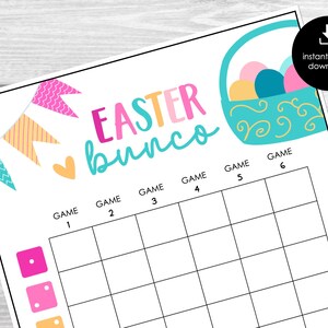 Easter Bunco Score Cards, April Bunco Game, Bunco Night Printable ...
