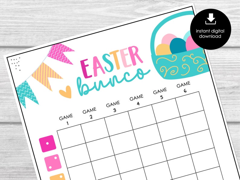 Easter Bunco Score Cards April Bunco Game Bunco Night - Etsy