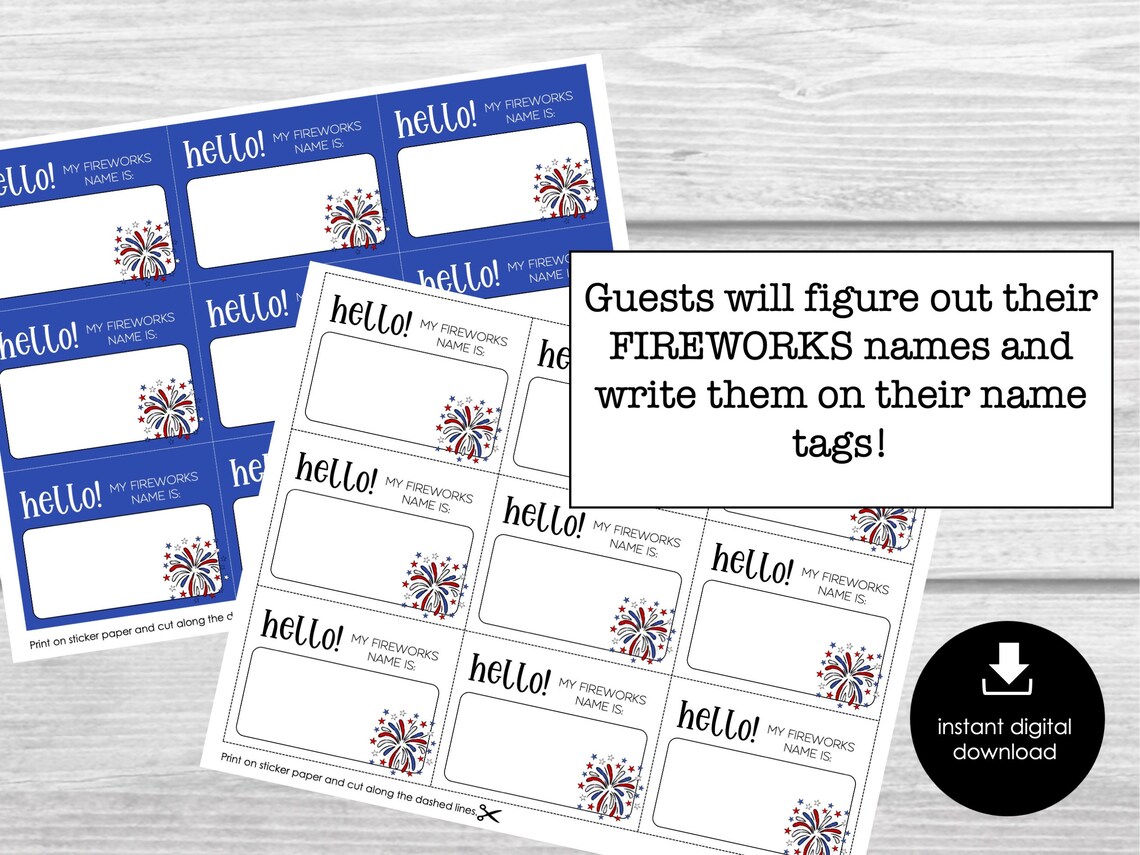 What's Your Fireworks Name 4th of July Ice Breaker Game - Etsy