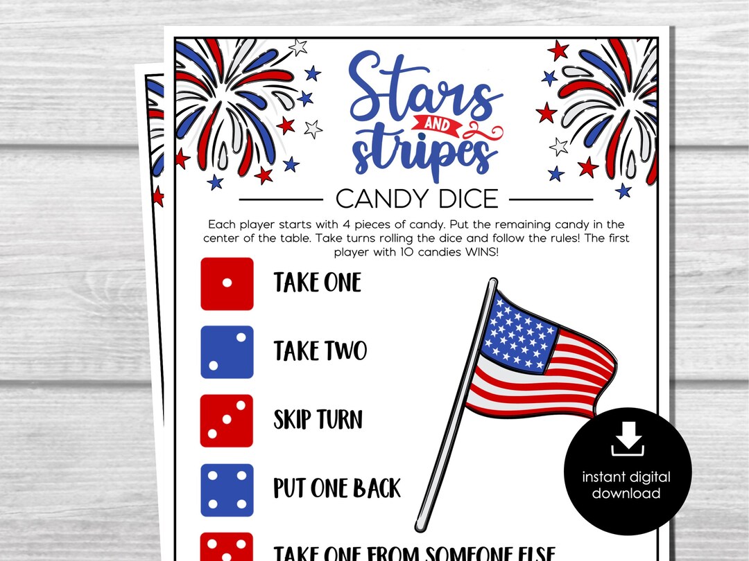Fourth of July Candy Dice Game, Patriotic Party Game, Labor Day Games ...