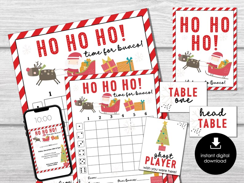 Christmas Bunco Party Kit Printable Bundle, Score Sheets & Invitation ...