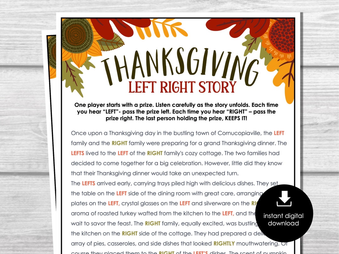 Left Right Thanksgiving Game, Thanksgiving Party Games, Pass the Gift ...