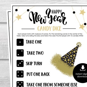 New Years Eve Candy Dice Game, New Years Party Games for Kids, Easy ...