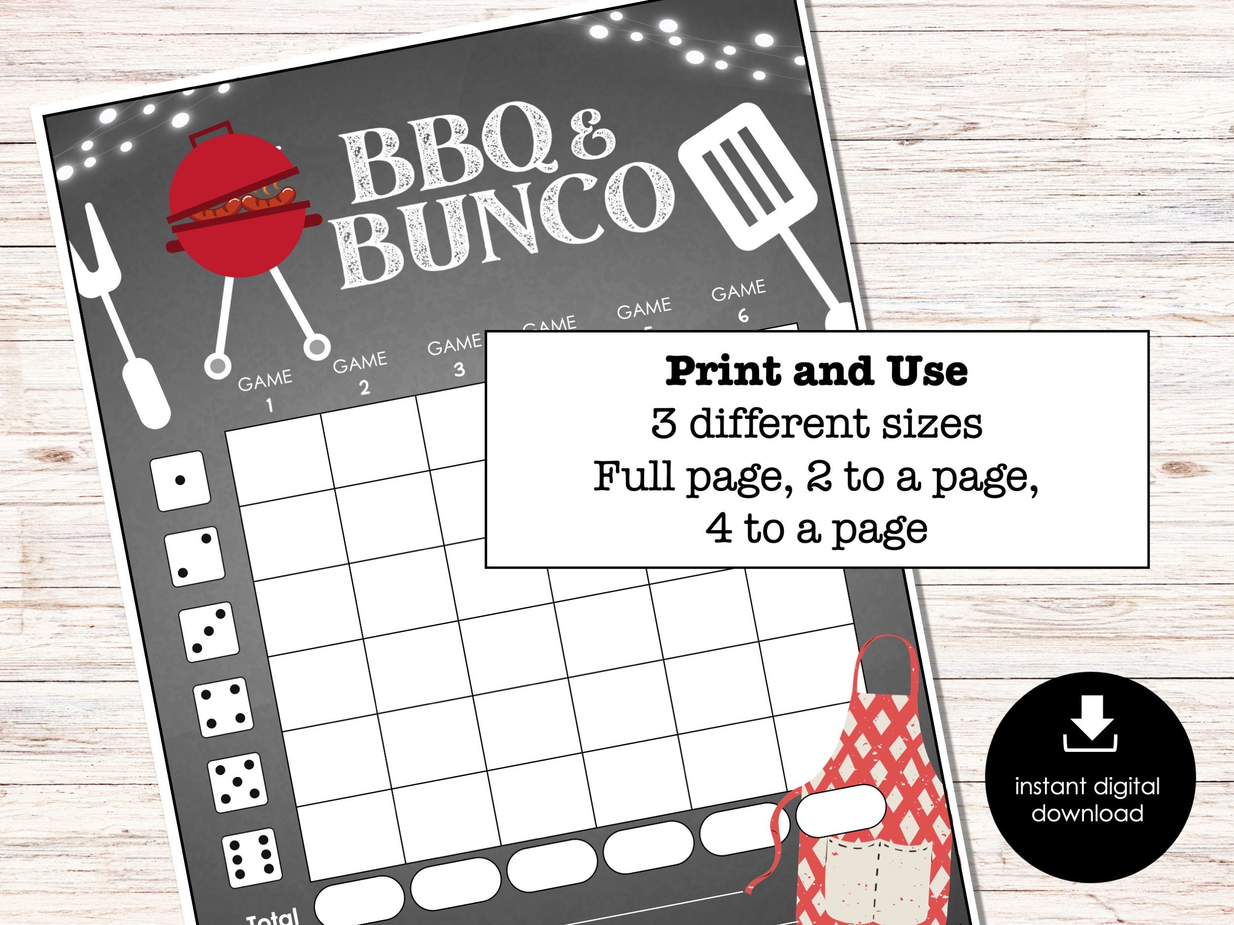 Summer Barbecue Bunco Score Cards Outdoor Bunco Score Sheets - Etsy