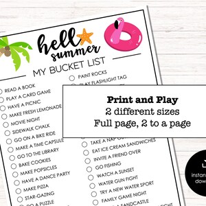 Summer Bucket List, Printable Activity for Kids, Summer Games, Fun ...