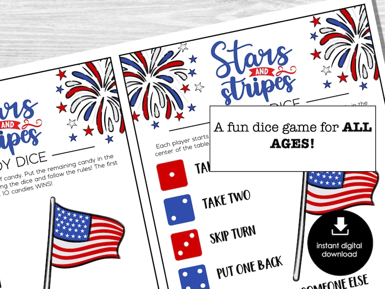 Fourth of July Candy Dice Game Patriotic Party Game Labor - Etsy