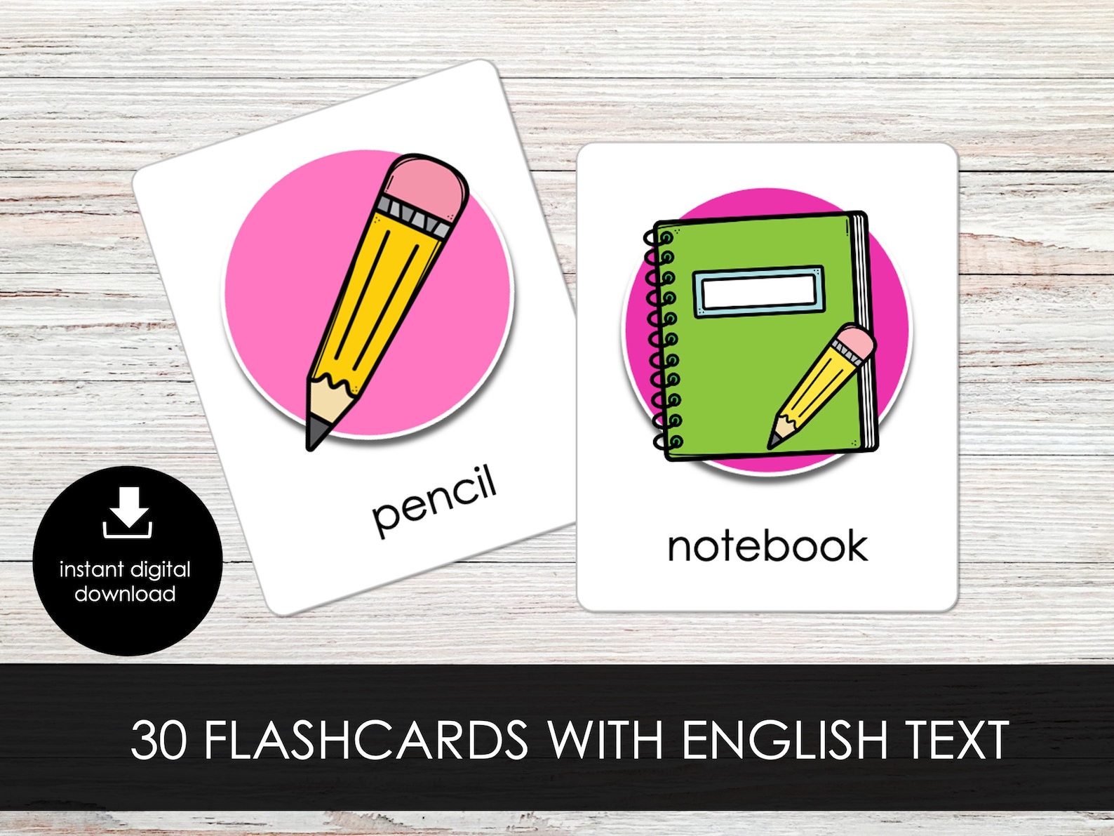 School Supplies Printable Flashcards for Kids, Classroom Vocabulary ...