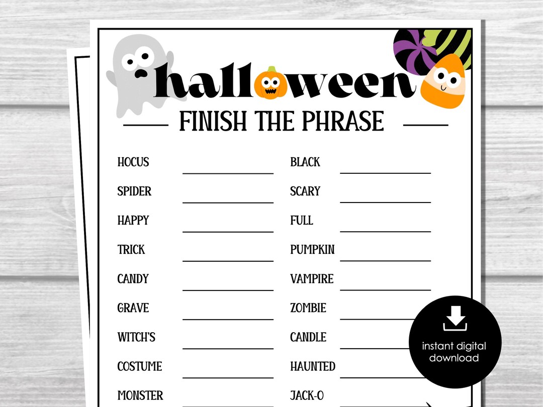 Halloween Finish the Phrase Party Game: Printable Activity (digital ...