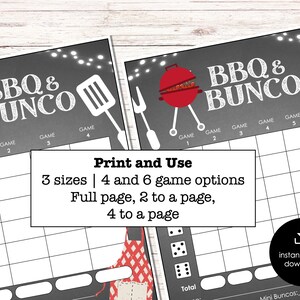 Summer BBQ Bunco Party Bundle Printable, Score Cards & Invitation ...