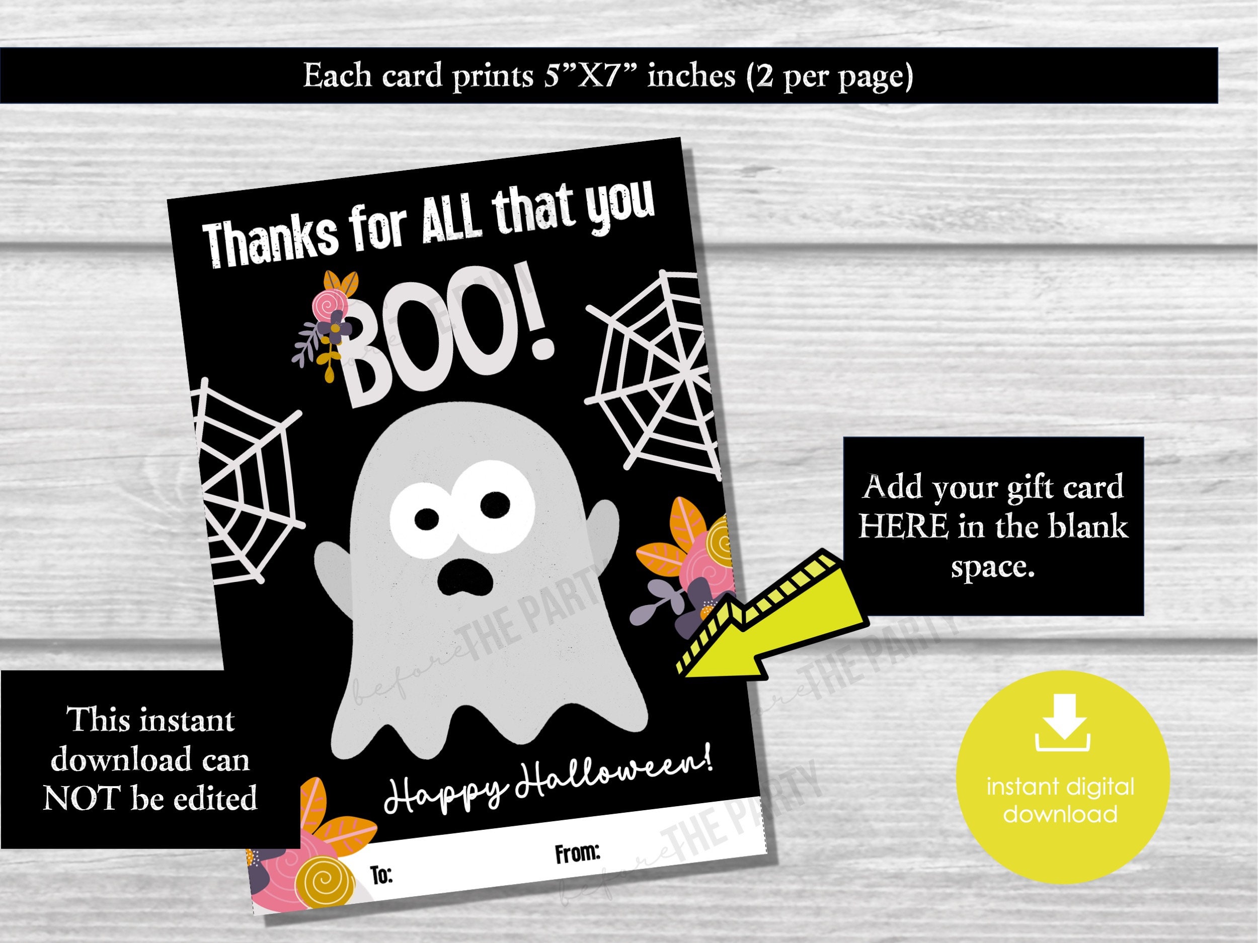 Printable Halloween Gift Card Holder, Teacher Appreciation Gift Card ...