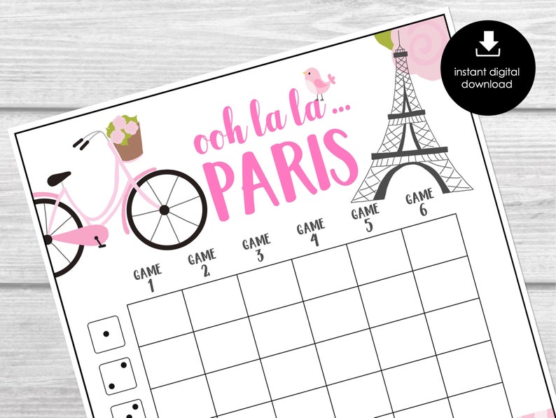 Paris Theme Bunco Party Printable Kit (digital Download) - Etsy
