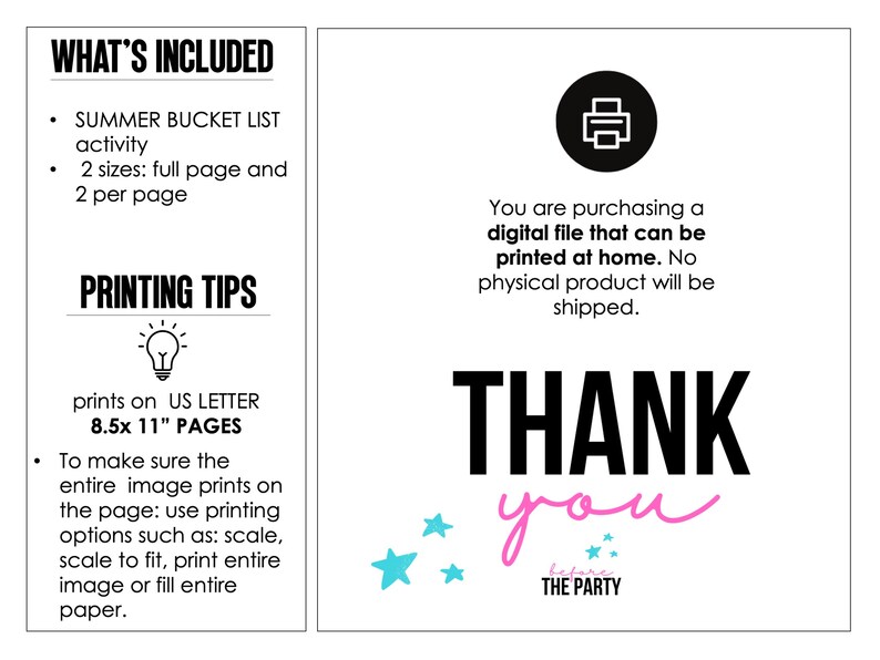 Summer Bucket List Printable Activity for Kids Summer Games - Etsy