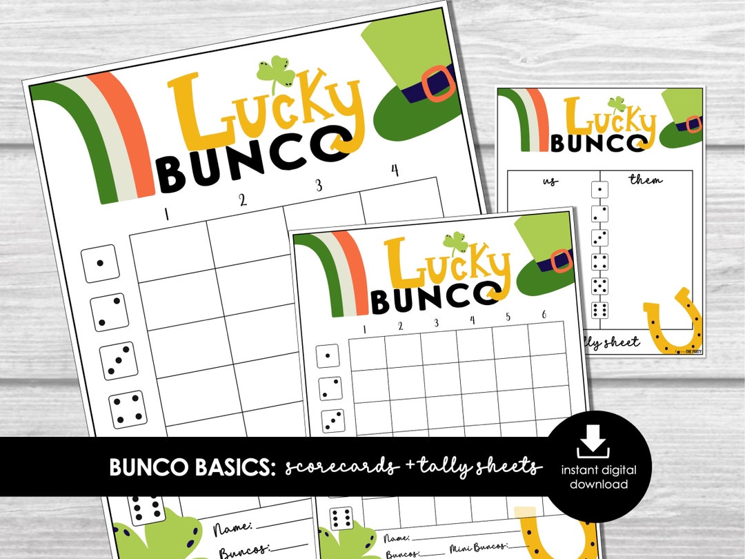 St. Patricks Bunco Score Sheets, March Bunco, Lucky Bunco Scorecards 4 ...