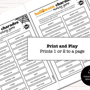 Halloween Charades Party Game for Adults and Kids, Classroom Charades ...