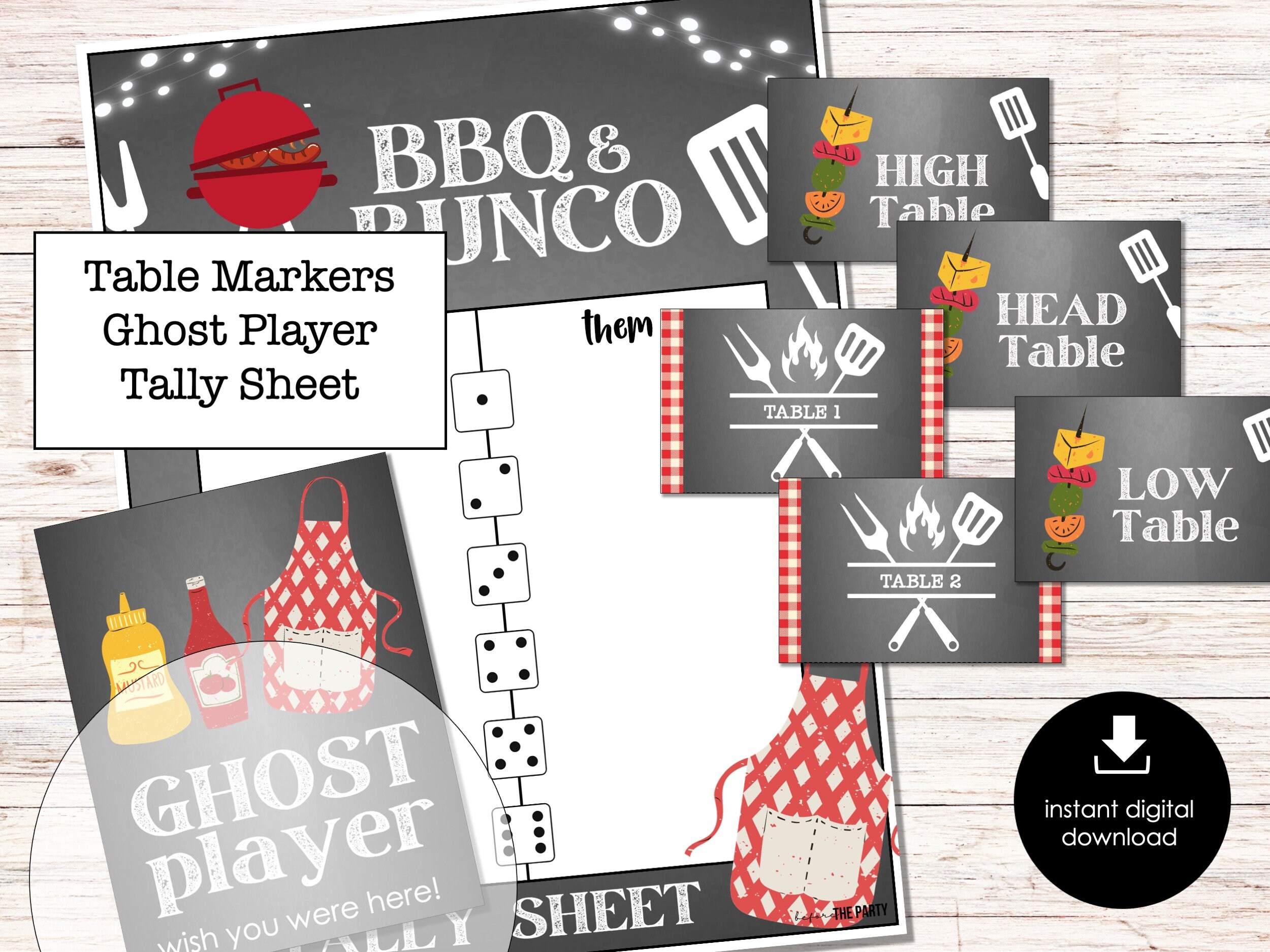 Summer Barbecue Bunco Score Cards Outdoor Bunco Score Sheets - Etsy