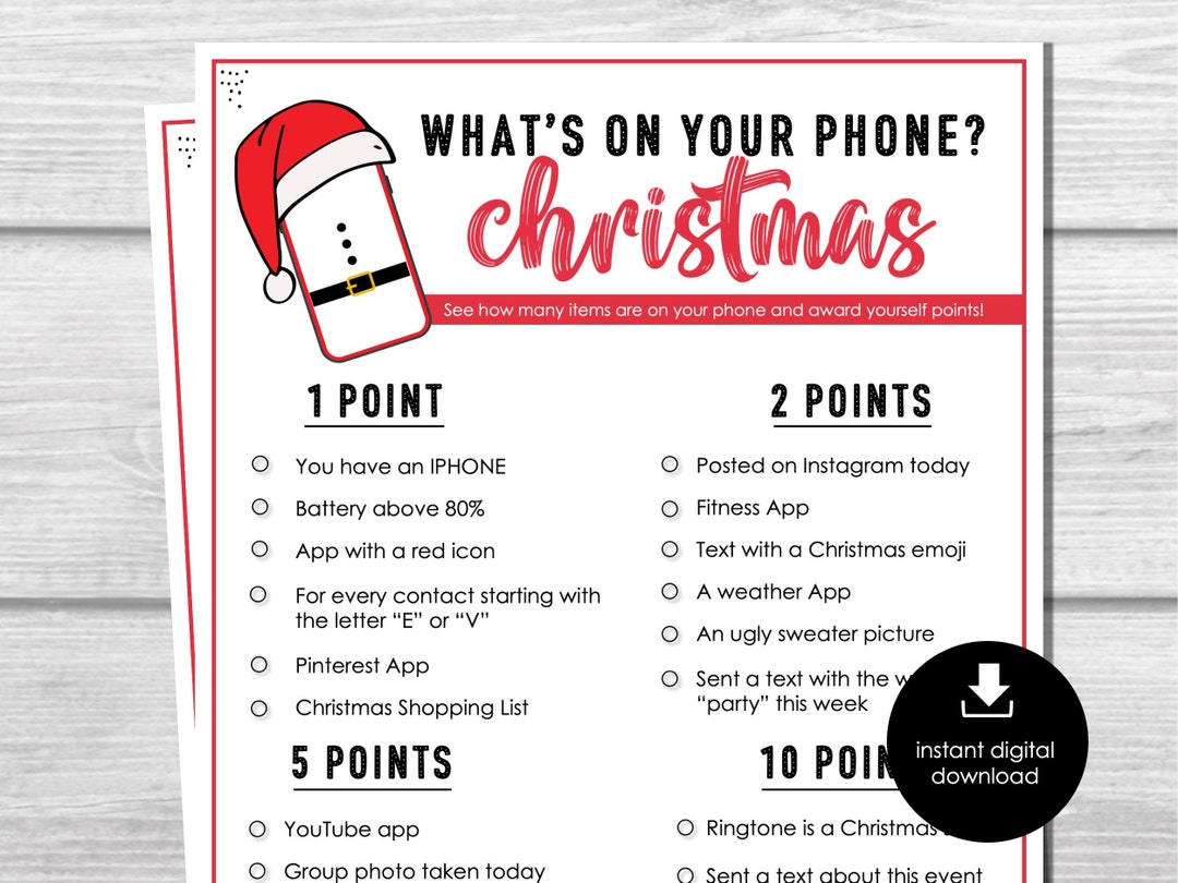 Whats on Your Phone? Christmas Game, Christmas Whats on Your Phone Game ...
