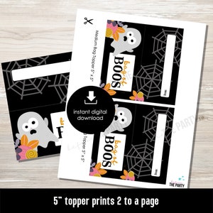 Halloween Ghost TREAT Bag Topper, 4" 5" 6.5", Halloween Bag Topper ...