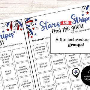4th of July Find the Guest Bingo, Printable Party Game, Game for Adults ...
