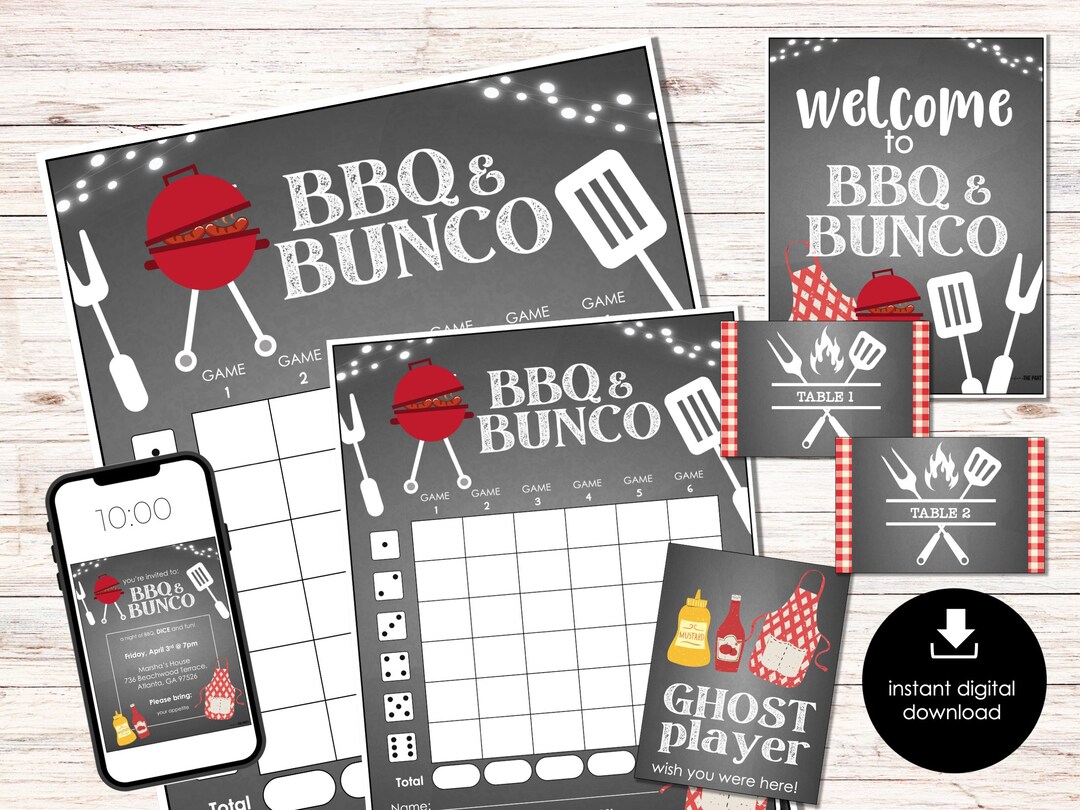 Summer Barbecue Bunco Score Cards, Outdoor Bunco Score Sheets, BBQ ...