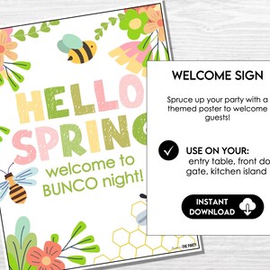 Hello Spring Bunco Score Cards, April Bunco Score Sheets, Spring Bunco ...