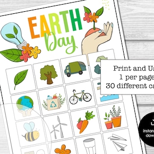 Earth Day Bingo Party Game for Kids, Classroom Bingo Game, Earth Month ...