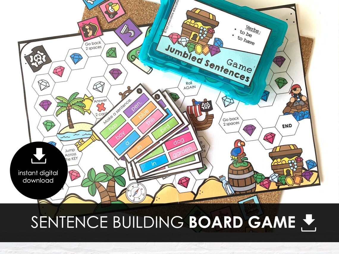 Sentence Building Printable Board Game, Verb Tenses BE & HAVE ...