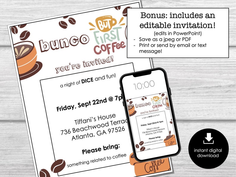 Coffee Lovers Bunco Score Sheets Coffee Party Bunco Bunco - Etsy