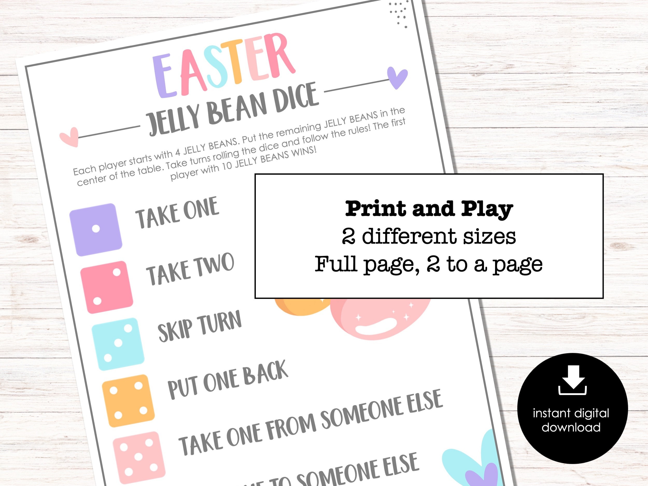 Easter Jelly Bean Dice Game, Easter Party Game, Easter Games, Easter ...