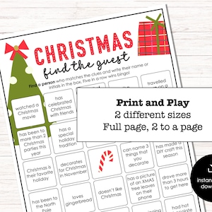 Christmas Find Someone Who Party Game, Printable Find the Guest Bingo ...