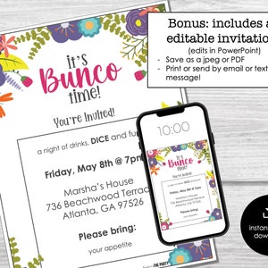 Spring Bunco Score Cards, May Bunco Score Sheets, Flowers Bunco ...