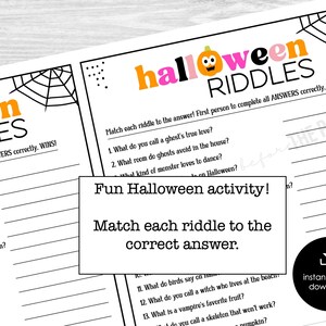 Halloween Jokes & Riddles Party Game, Halloween Games for Kids, Fun ...