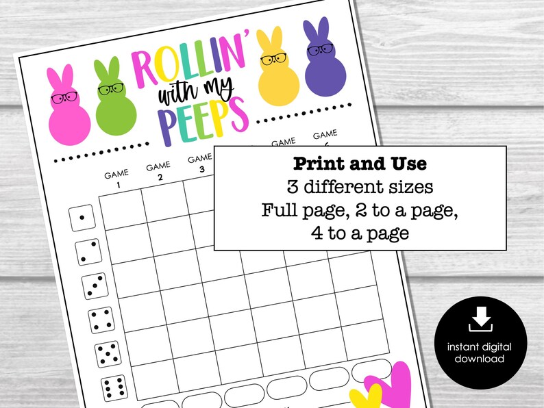 Easter Bunco Score Sheets April Bunco Rollin' With My - Etsy