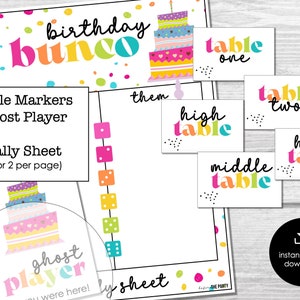 Birthday Party Bunco Score Cards, Happy Birthday Bunco Invitation ...