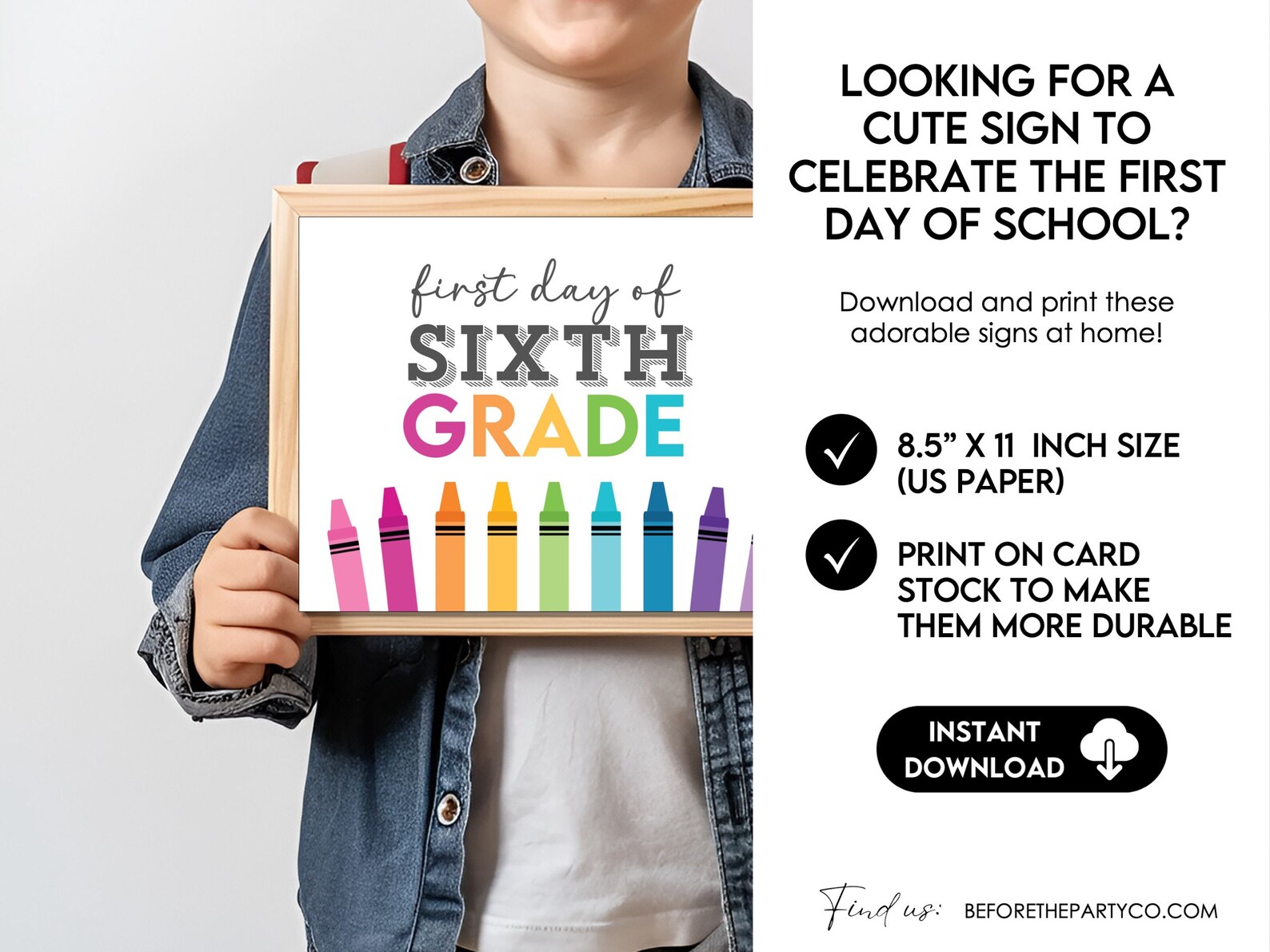 First Day of 6th Grade Sign: Back to School Photo Prop (instant ...