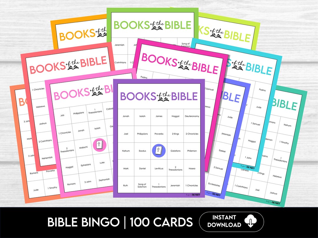 Books of the Bible Bingo Cards, Church Group Bingo Game, Christian ...