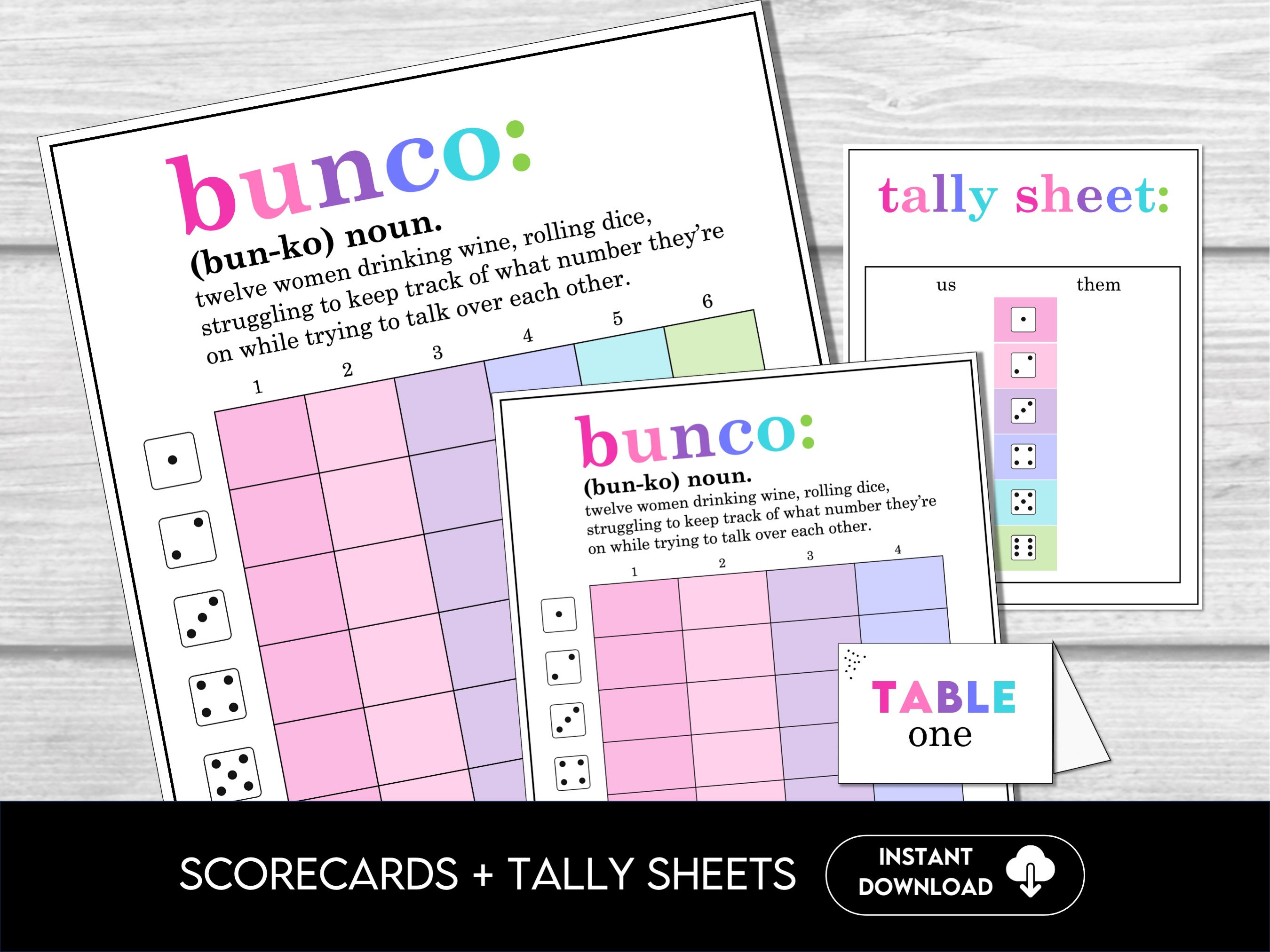 Funny Bunco Definition Scorecards Printable, Tally Sheets & Table ...