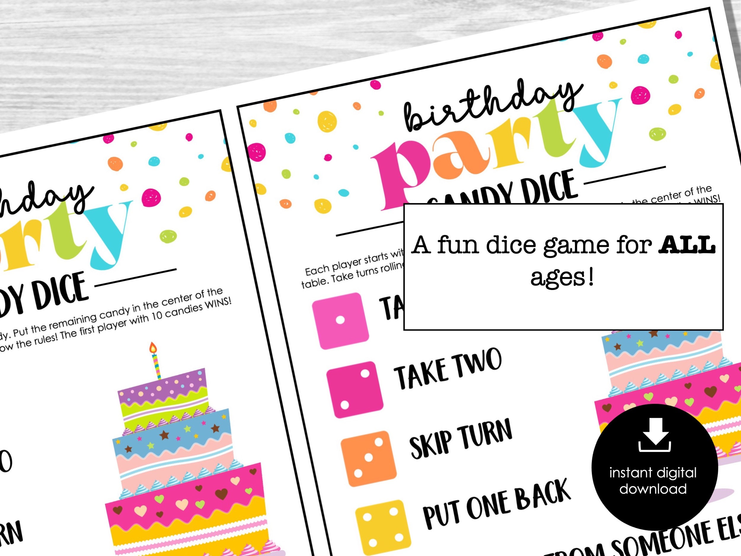Birthday Candy Dice Game Fun Birthday Party Game Slumber - Etsy
