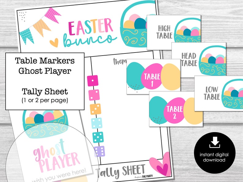 Easter Bunco Score Cards April Bunco Game Bunco Night - Etsy