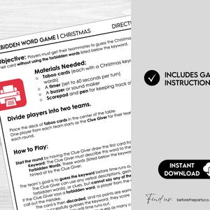 Christmas Forbidden Word Game: Holiday Party Fun (printable) - Etsy