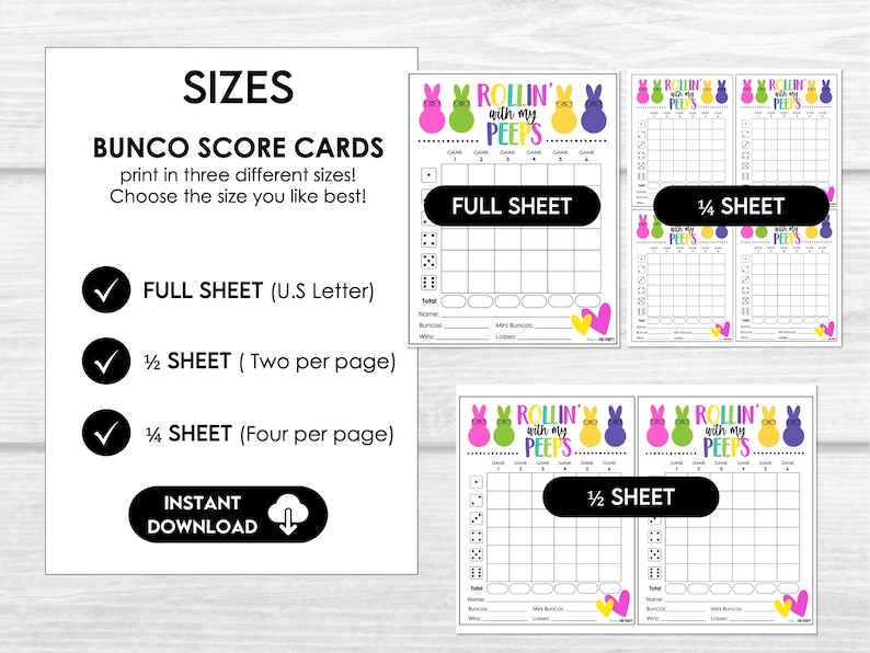 Easter Bunco Party Bundle Printable, Peeps Score Sheets & Editable ...