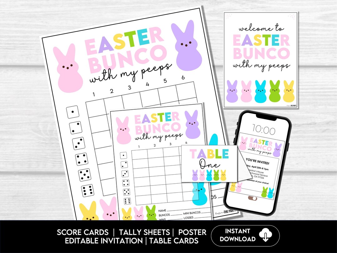 Bunco With My Peeps Score Sheet Bundle, Fun Easter Scorecards, Tally ...