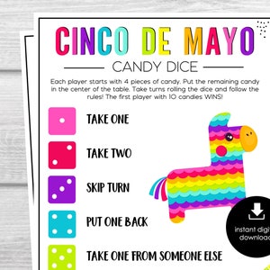Cinco De Mayo Candy Dice Game, Printable May Party Game, Fiesta Group ...