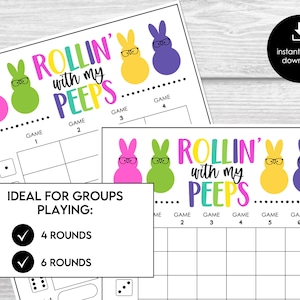 Rollin With My Peeps Score Sheet Bundle, Fun Easter Scorecards, Tally ...