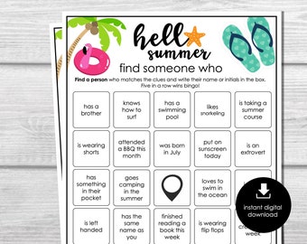 Summer Find Someone Who, Summer Printable Game, Icebreaker Game ...