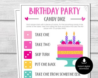 Birthday Candy Dice Game, Fun Birthday Party Game, Slumber Party Game ...