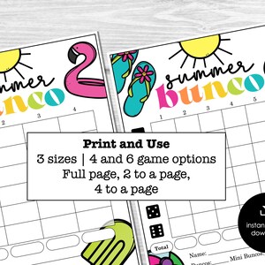 Summer Bunco Score Cards, Beach Bunco Invitation, July Summer Bunco ...