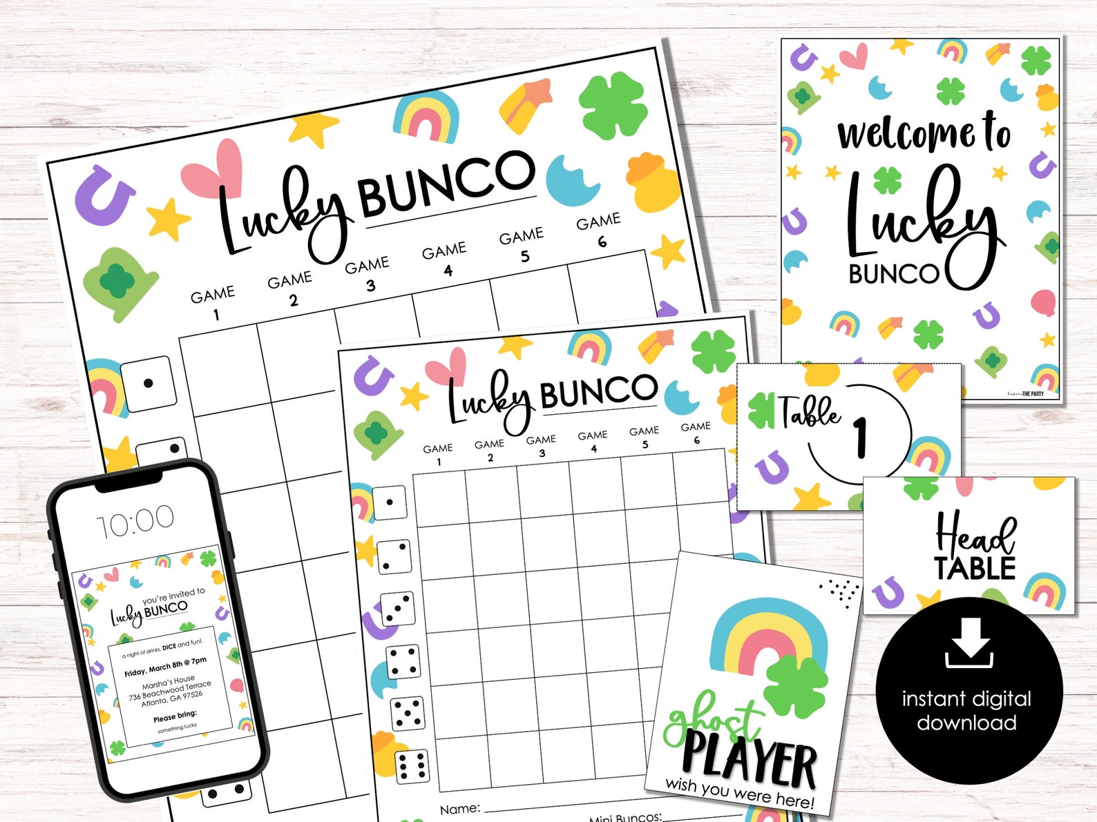 March Bunco Score Sheets St. Patrick's Bunco Lucky Bunco - Etsy