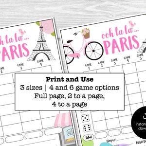 Paris Theme Bunco Party Printable Kit (digital Download) - Etsy